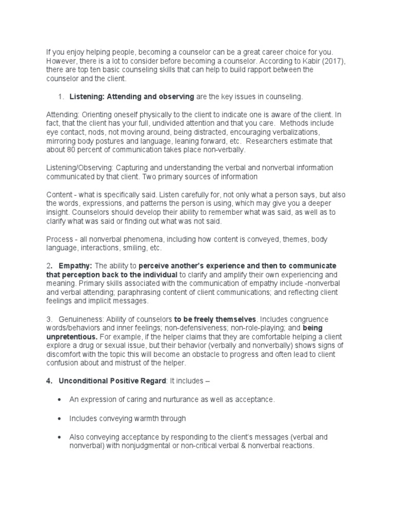Counseling Notes | PDF | Communication | Nonverbal Communication