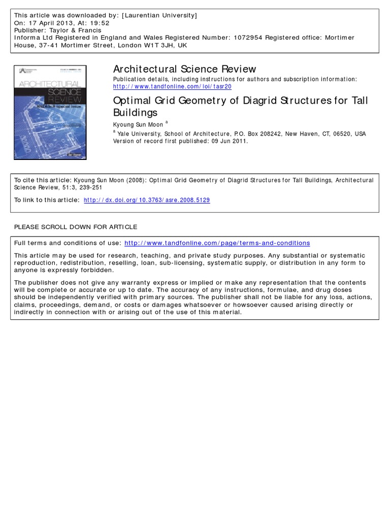 Optimal Grid Geometry of Diagrid Structures For Tall Buildings | PDF ...
