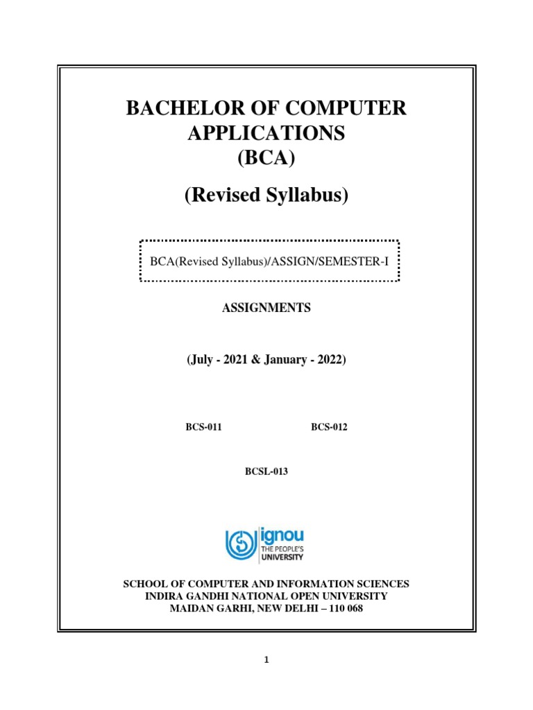 BCA SEMESTER-I Assignments 2021-22 | PDF | Computer Network | Computer ...