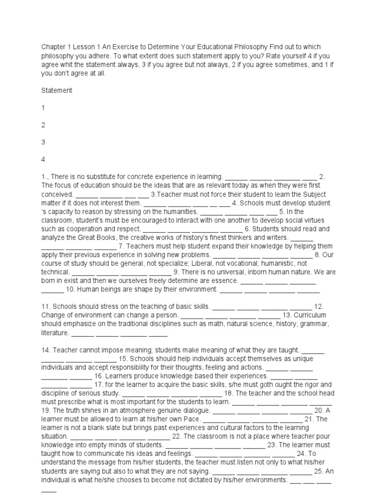 Educational Philosophy Assessment | PDF | Constructivism (Philosophy Of ...