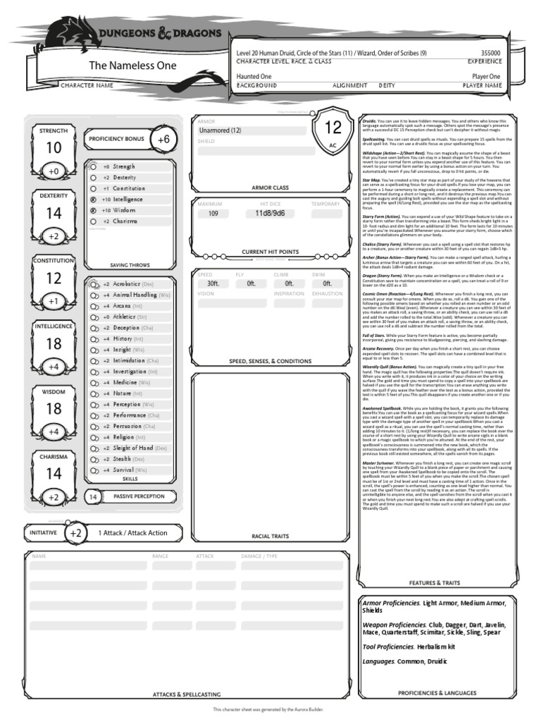 DND Character Sheet v3.6 | PDF