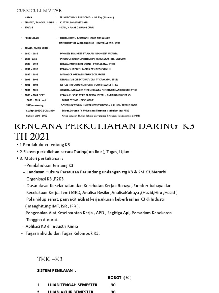 Materi Presentasi K3 Ke 01-Pendahuluan K3 01 Maret 2021 | PDF