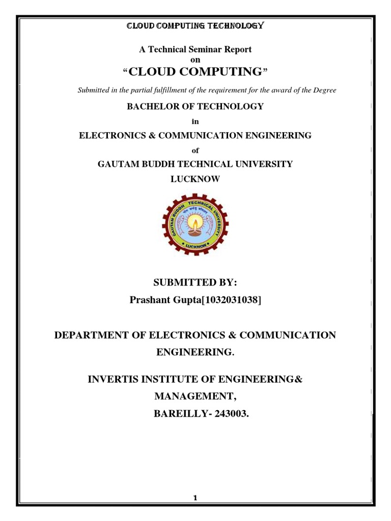 Cloud Computing Seminar Report | PDF | Cloud Computing | Computing