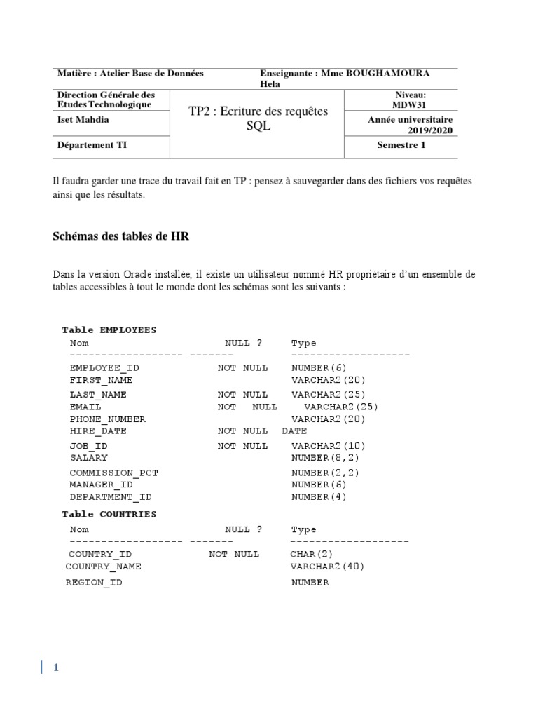 TP2-sql HR | PDF | Informatique