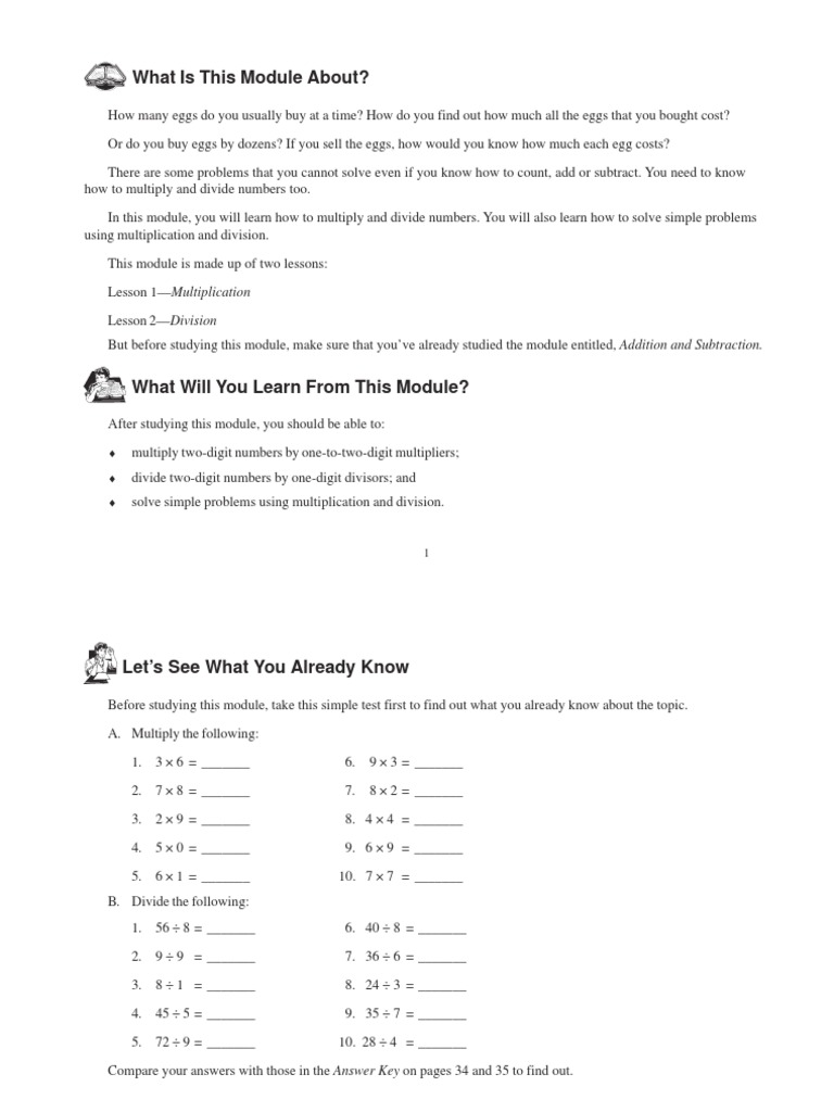 Multiplication and Division Basics | PDF | Division (Mathematics ...