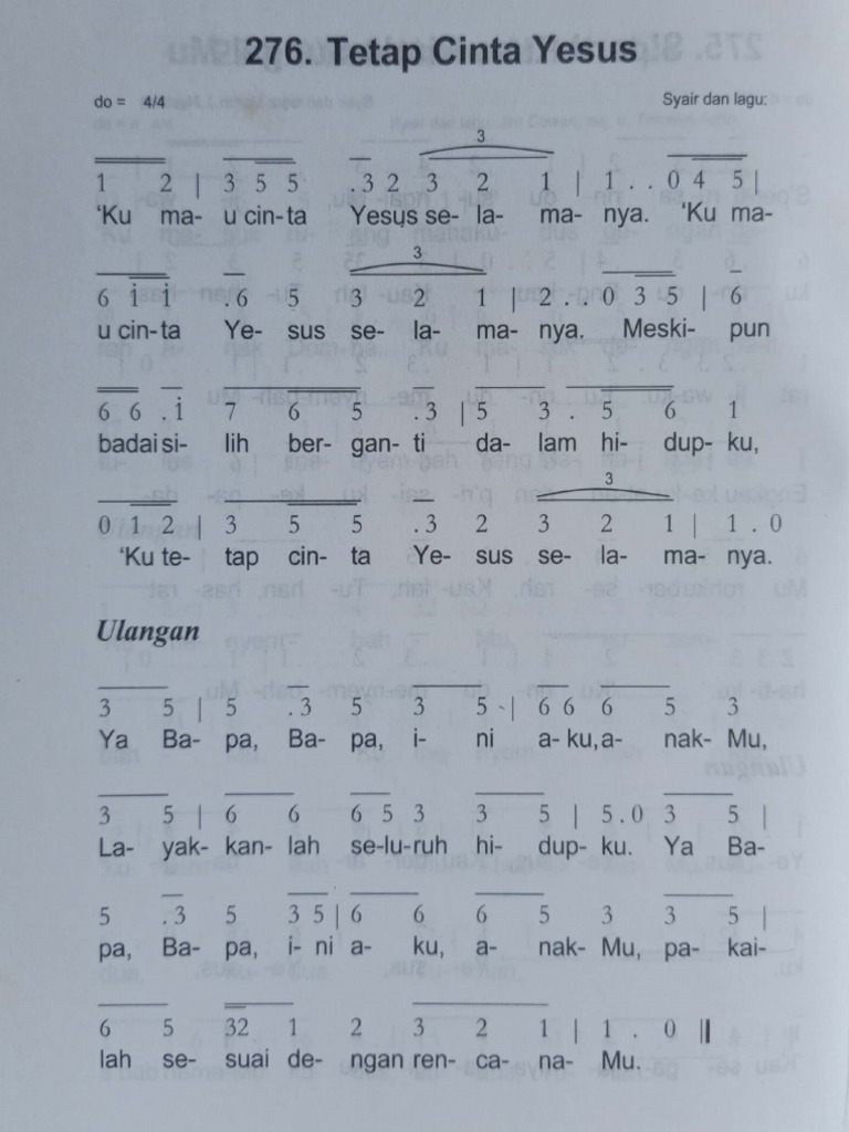 Tetap Cinta Yesus (Kidung Syukur - 276) | PDF