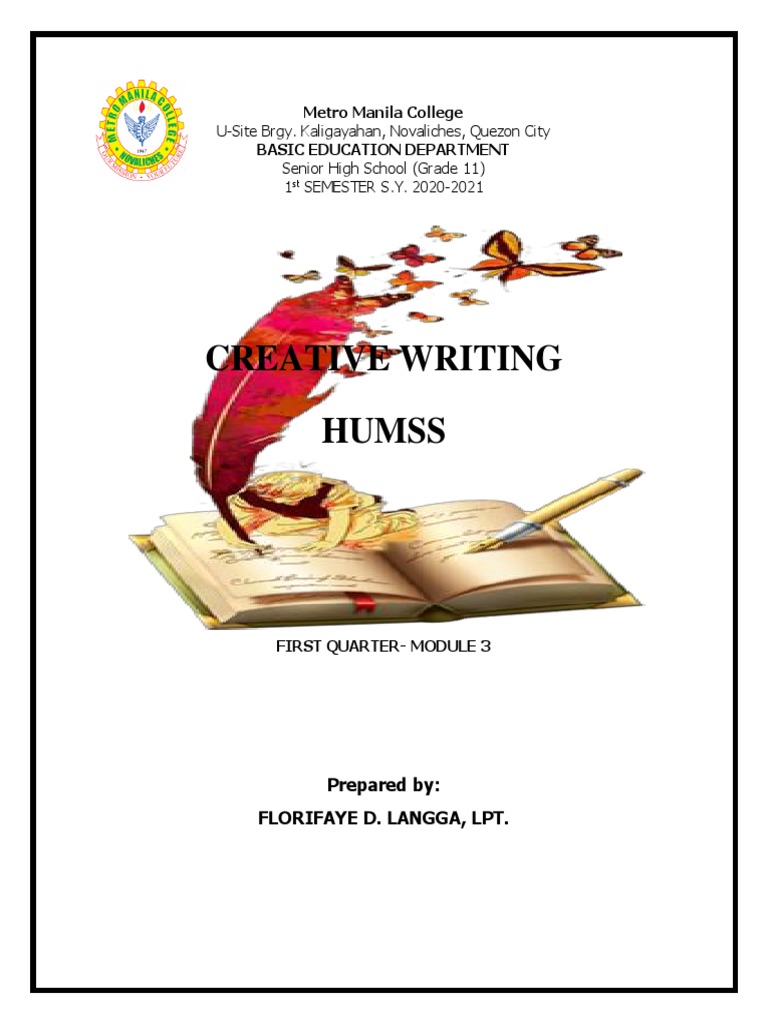 Creative Writing Humss | PDF | Poetry | Metre (Poetry)