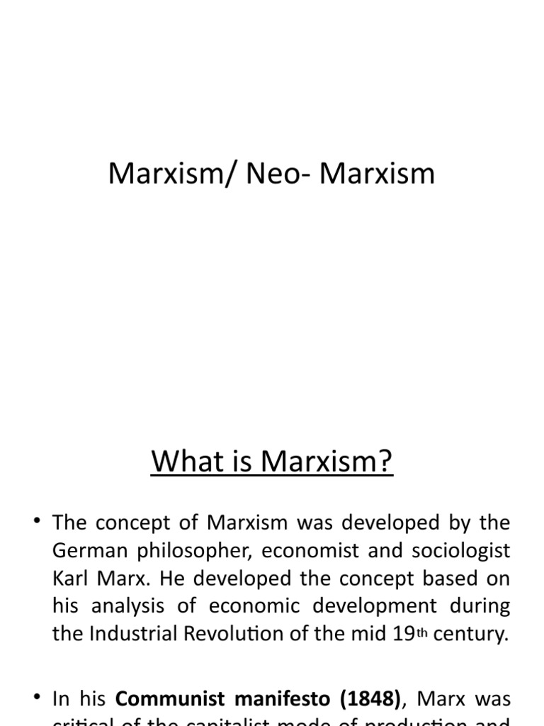 Marxism and Neo Marxism | PDF | Marxism | Capitalism