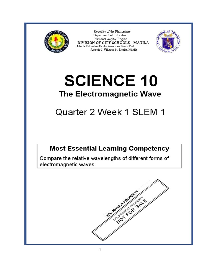 Science-10 q2 W1-Emwaves-Palma SLEM | PDF | Electromagnetic Radiation ...
