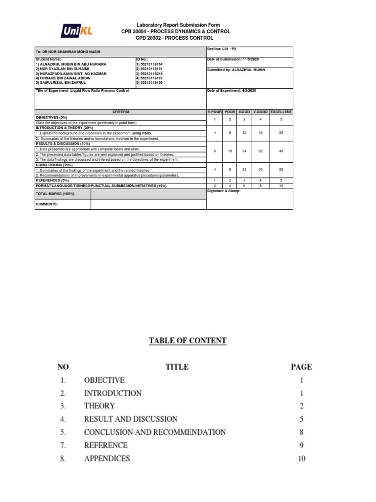 Exp 4 - Liquid Flow Ratio Process Control (Complete) | PDF | Control ...