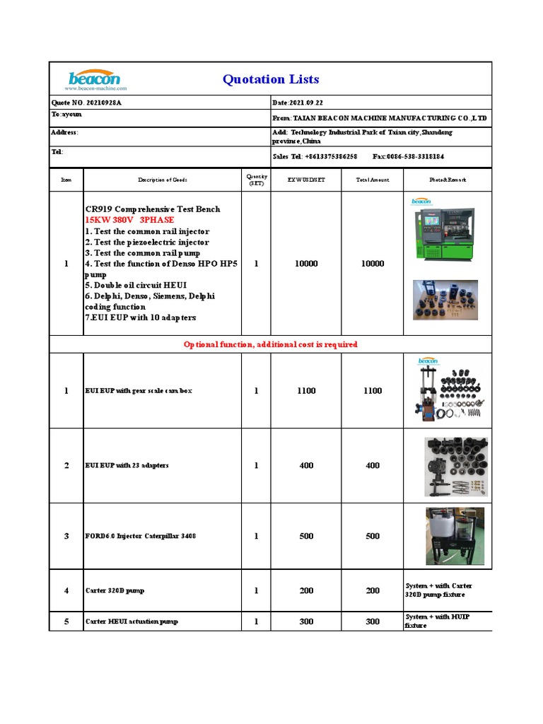 Quotation Lists Cr919 - India Alibaba | PDF | Manufactured Goods ...