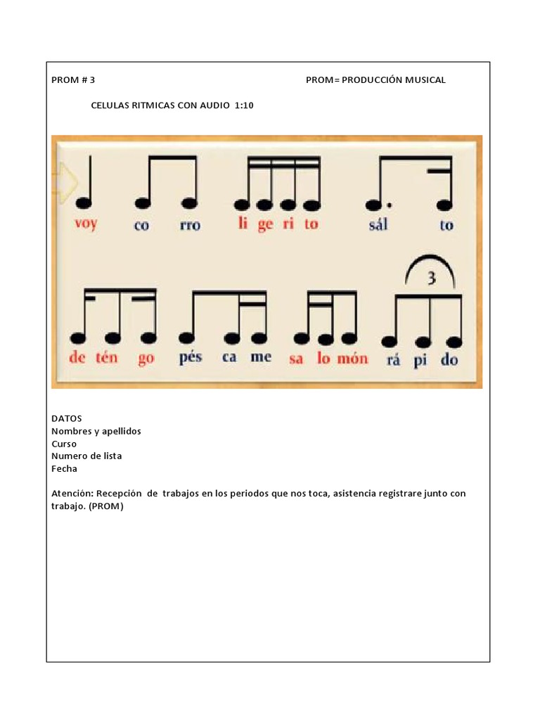 Células rítmicas con audio de 1:10 minutos para producción musical | PDF