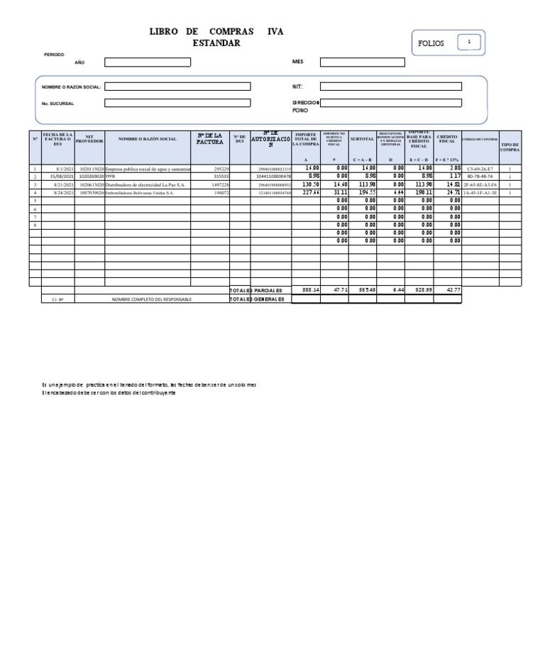 Formato Libro de Compras | PDF