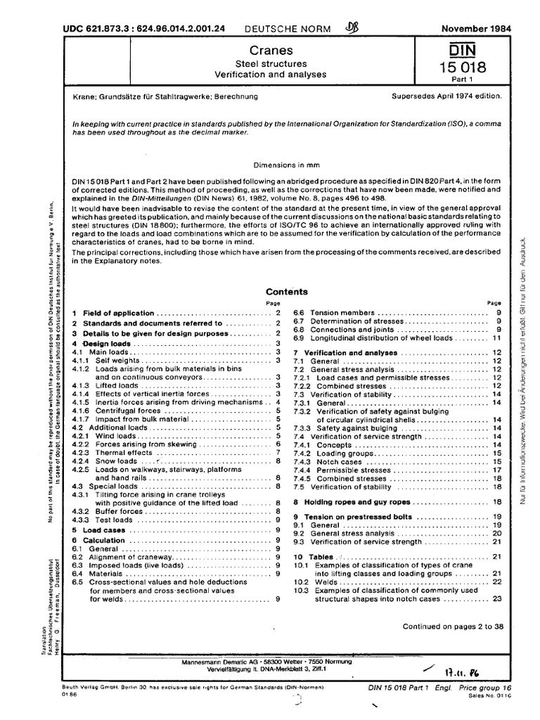 DIN 15018 Part1 | PDF