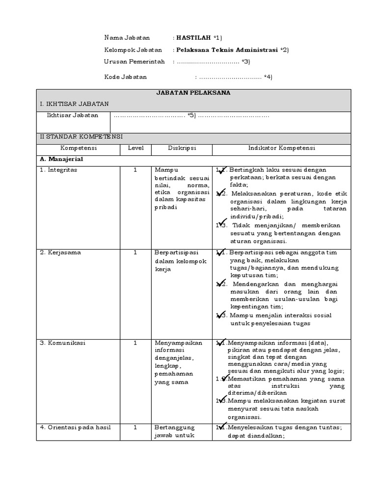 Standar Kompetensi Jabatan Pegawai | PDF