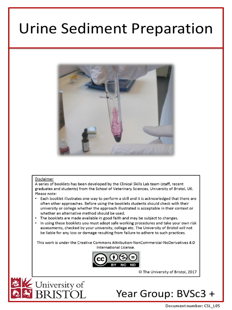 Urine Sediment Preparation | PDF | Chemistry | Laboratories