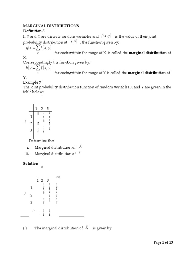 G (X) F (X, Y) : Marginal Distributions Definition 5 | PDF ...