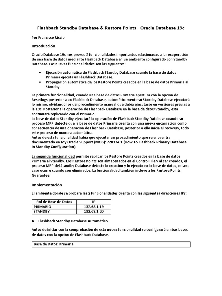 Flashback y Restore Points en Oracle 19c | PDF | Bases de datos ...