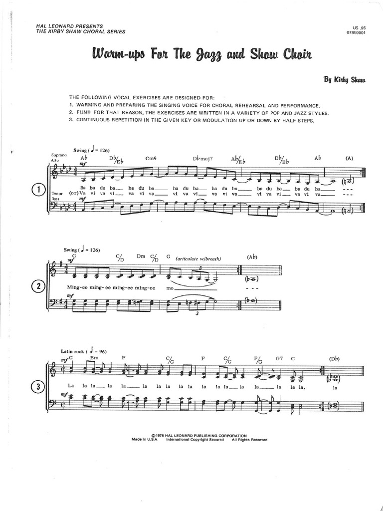 Jazz and Show Choir Warm-Ups | PDF | Compositions | Singing