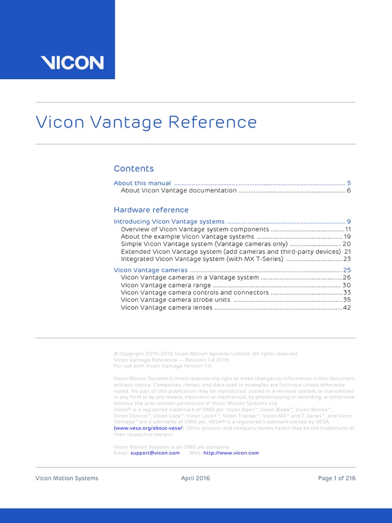 Vicon Vantage Reference | PDF | Personal Computers | Analog To Digital ...