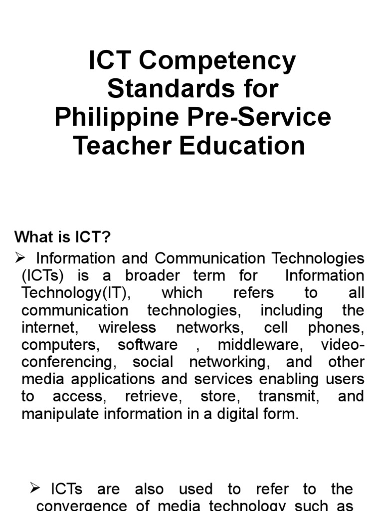 Establishing ICT Competency Standards to Enhance Pre-Service Teacher ...