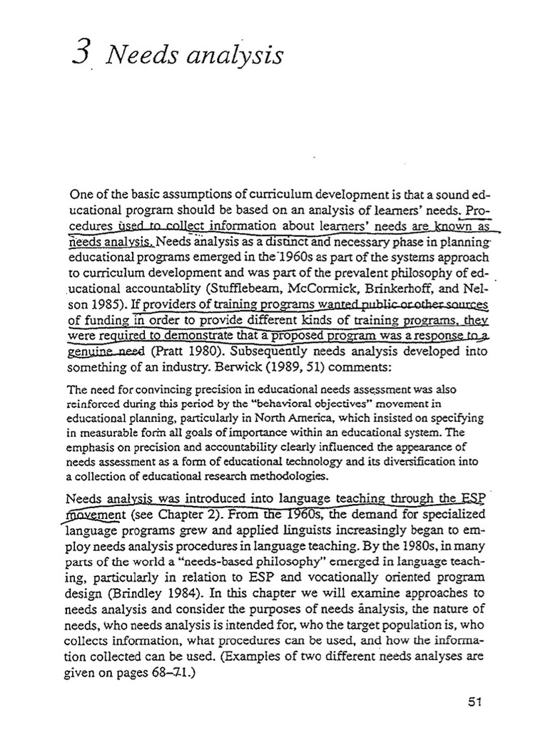 PRINT A3. Needs Analysis (Richards' Book Excerpt) | PDF