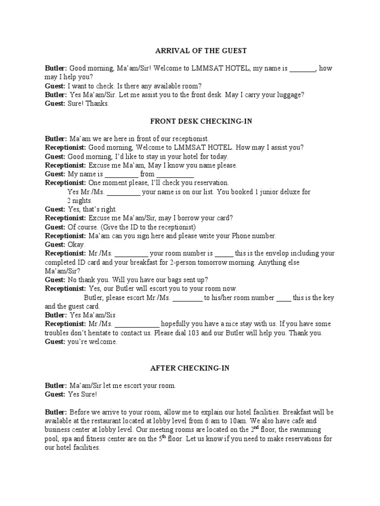 Butler Service Script | PDF