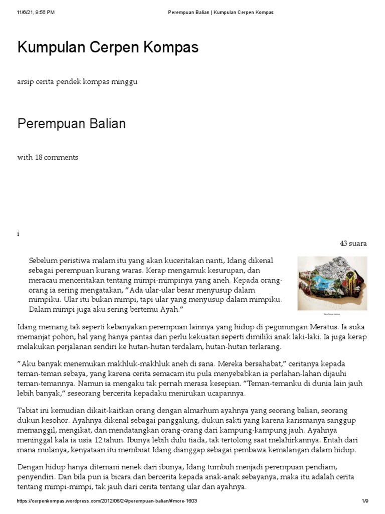 Perempuan Balian - Kumpulan Cerpen Kompas | PDF | Agama & Spiritualitas | Puisi