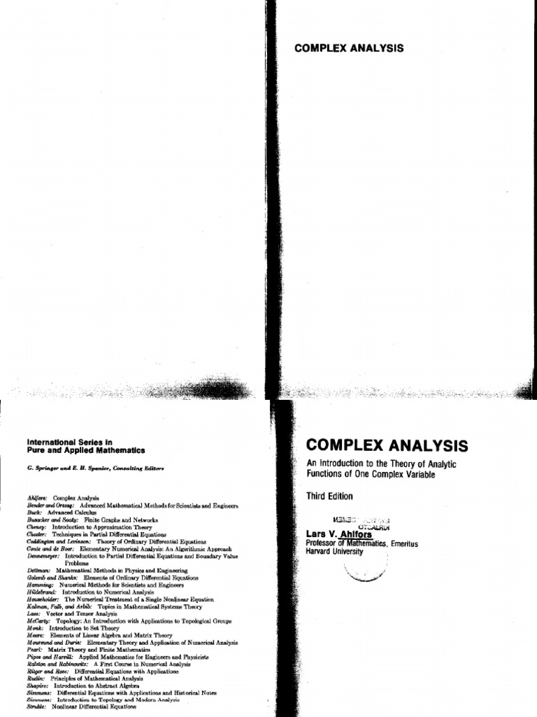 Ahlfors 1979 Complex Analysis An Introduction To The Theory Of Analytic Functions Of One
