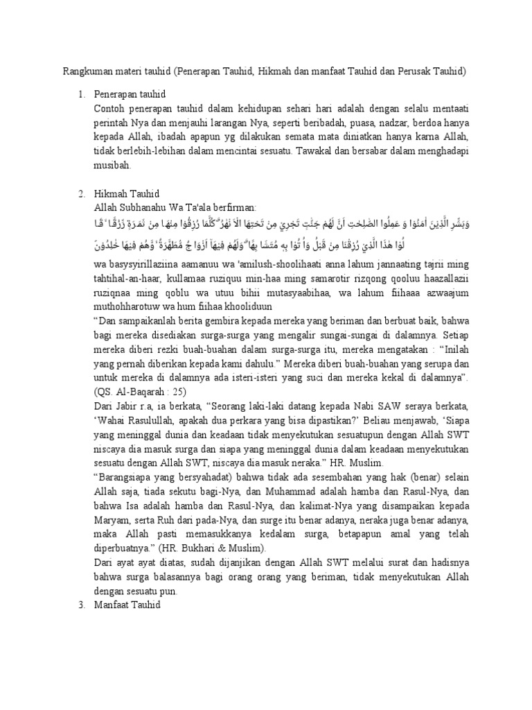 Rangkuman Materi Tauhid | PDF