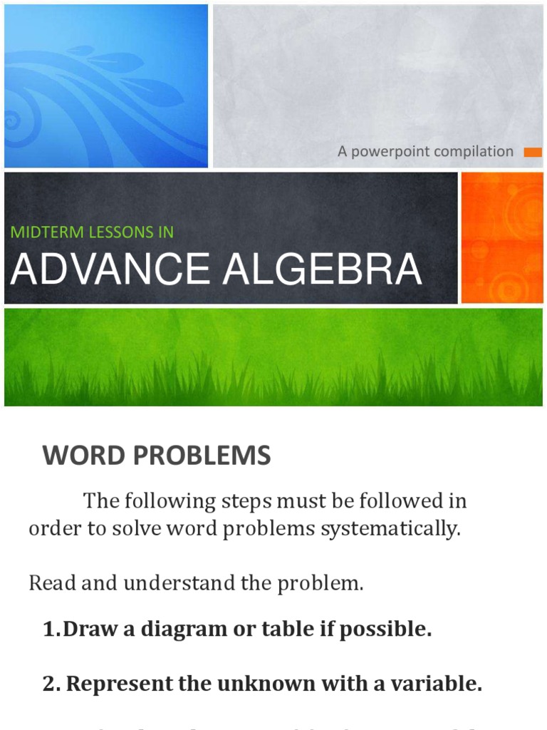 Advance Algebra | Download Free PDF | Quadratic Equation | Inequality ...