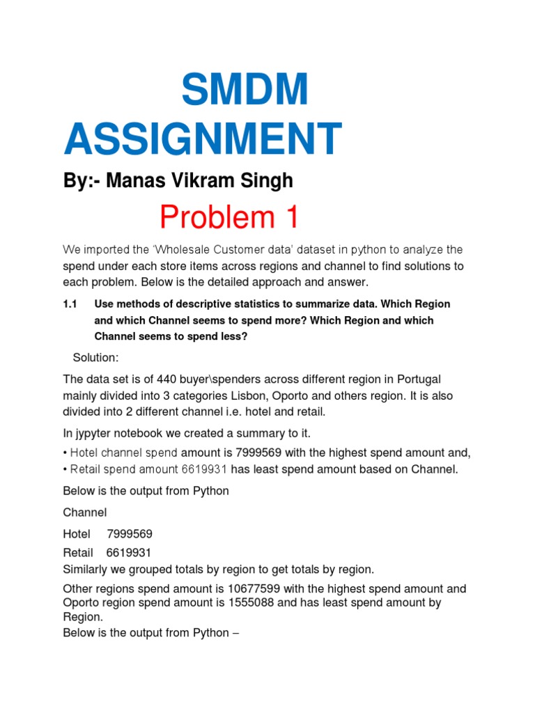 SMDM Assignment: Problem 1 | PDF | P Value | Statistics