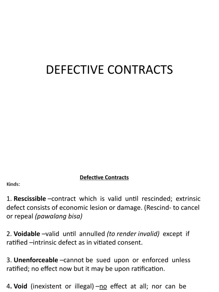 Defective Contracts | PDF | Annulment | Crime & Violence