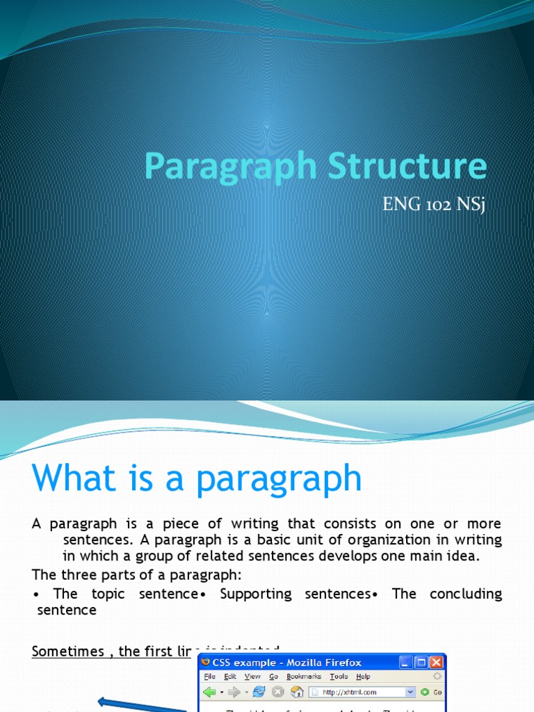 Paragraph Structure: Eng 102 NSJ | PDF | Paragraph | Sentence (Linguistics)