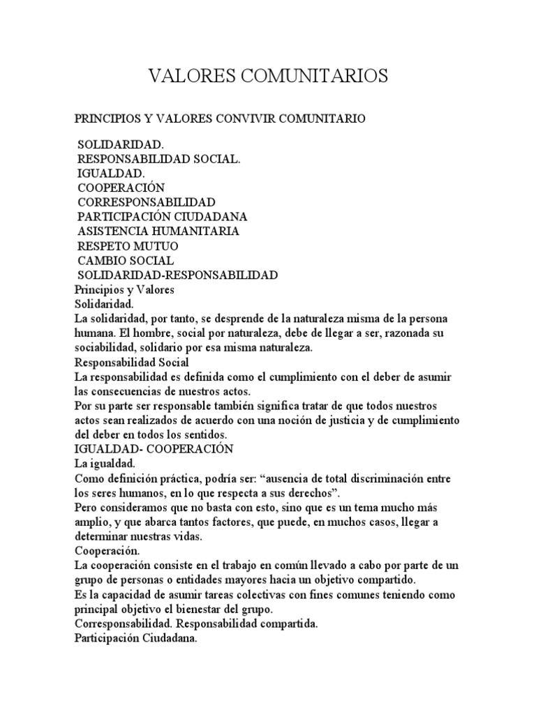 Valores Comunitarios | PDF | Participación pública | Democracia