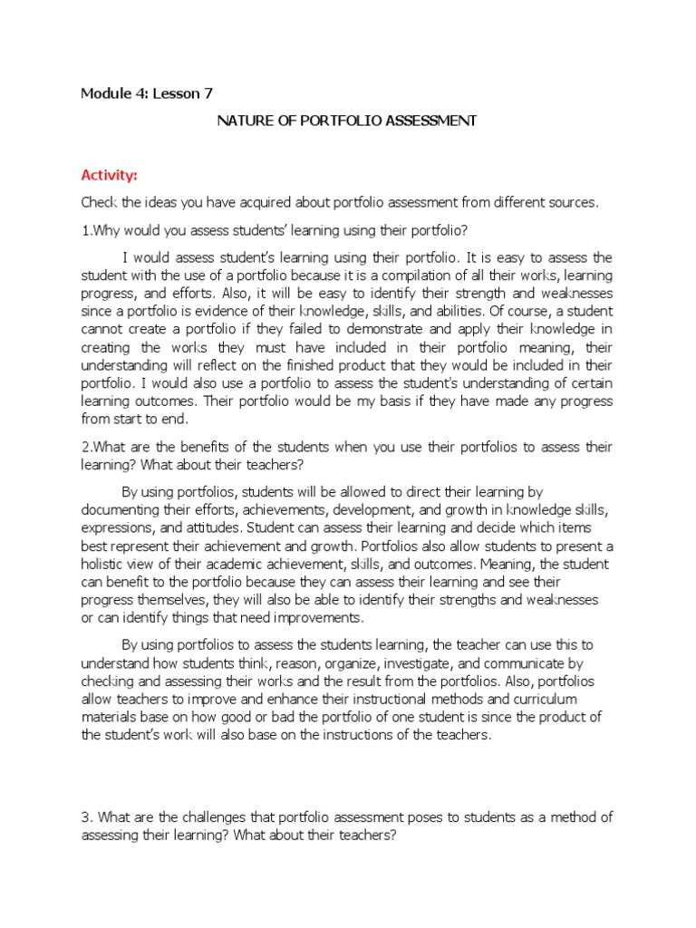 Assess Student Learning with Portfolios | PDF | Educational Assessment ...