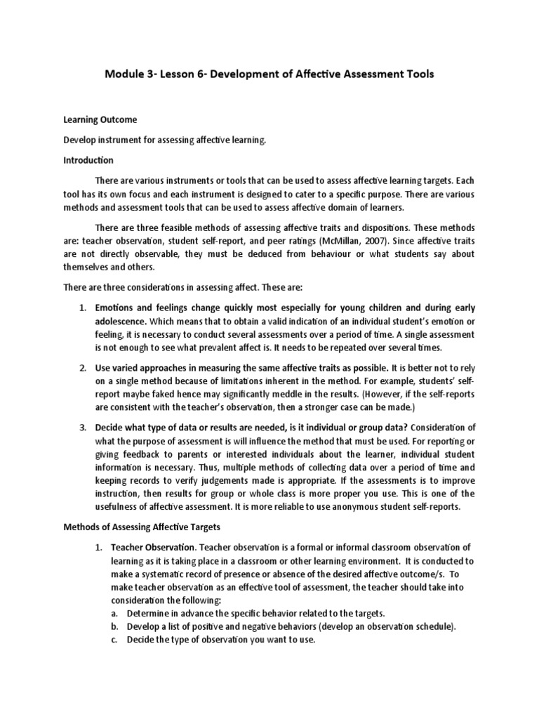 Module 3-Lesson 6 | PDF | Self Report Study | Educational Assessment