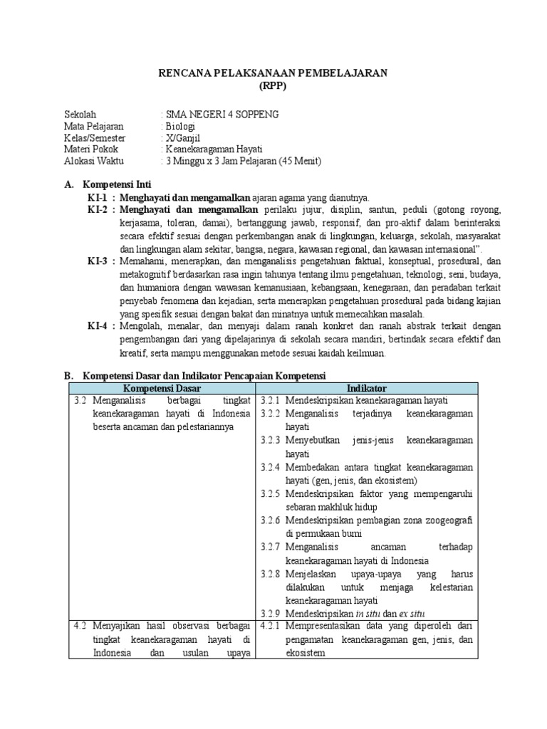 2 RPP Keanekaragaman Hayati | PDF