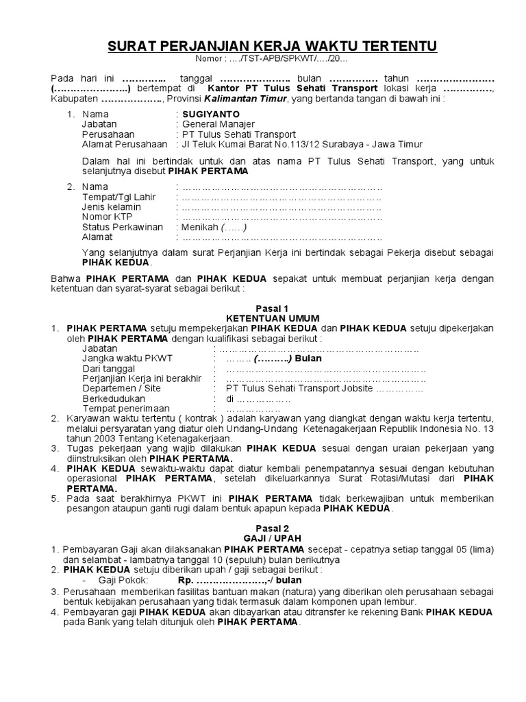 Draft PKWT New | PDF