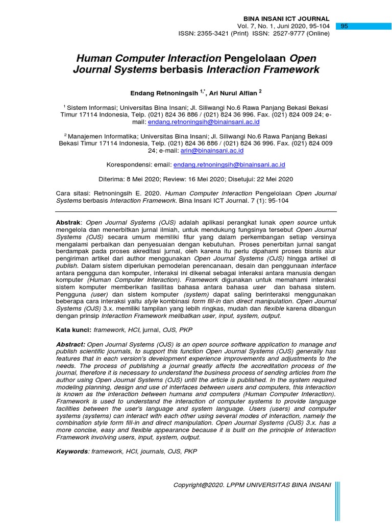 Human Computer Interaction Pengelolaan Open Journal Systems Berbasis ...