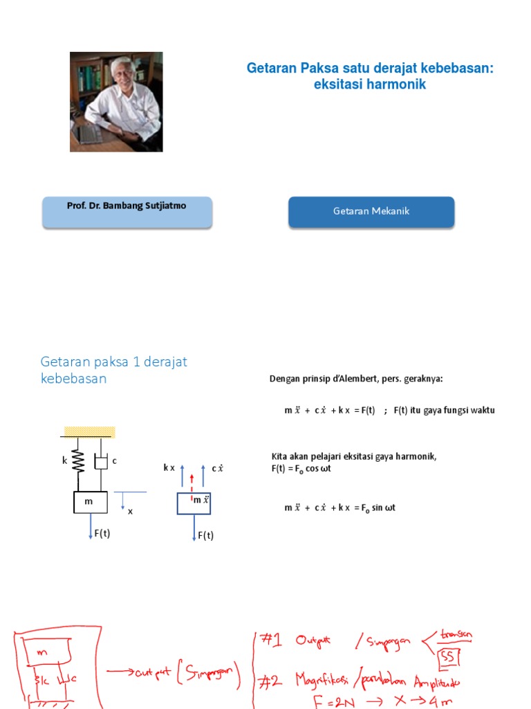 Getaran Paksa Satu Derajat Kebebasan: Eksitasi Harmonik: Prof. Dr ...