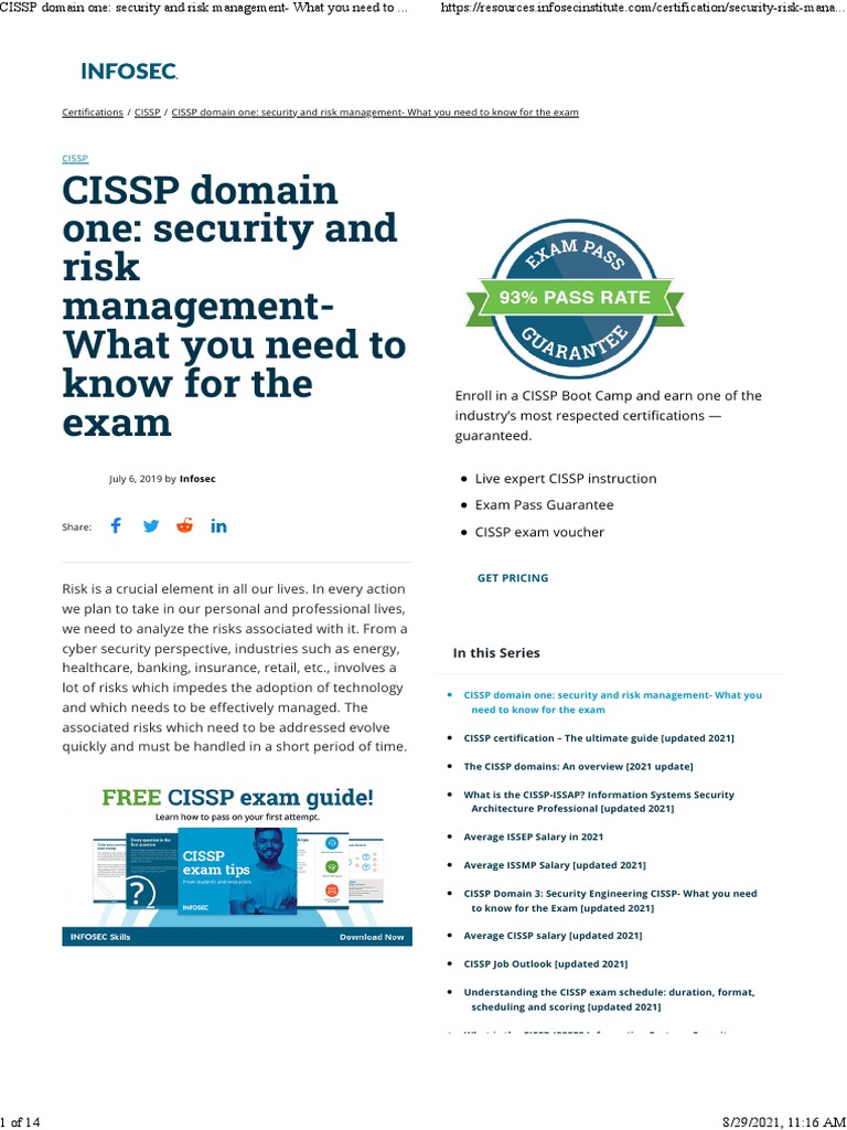 CISSP Domain One: Security and Risk Management-What You Need To Know ...