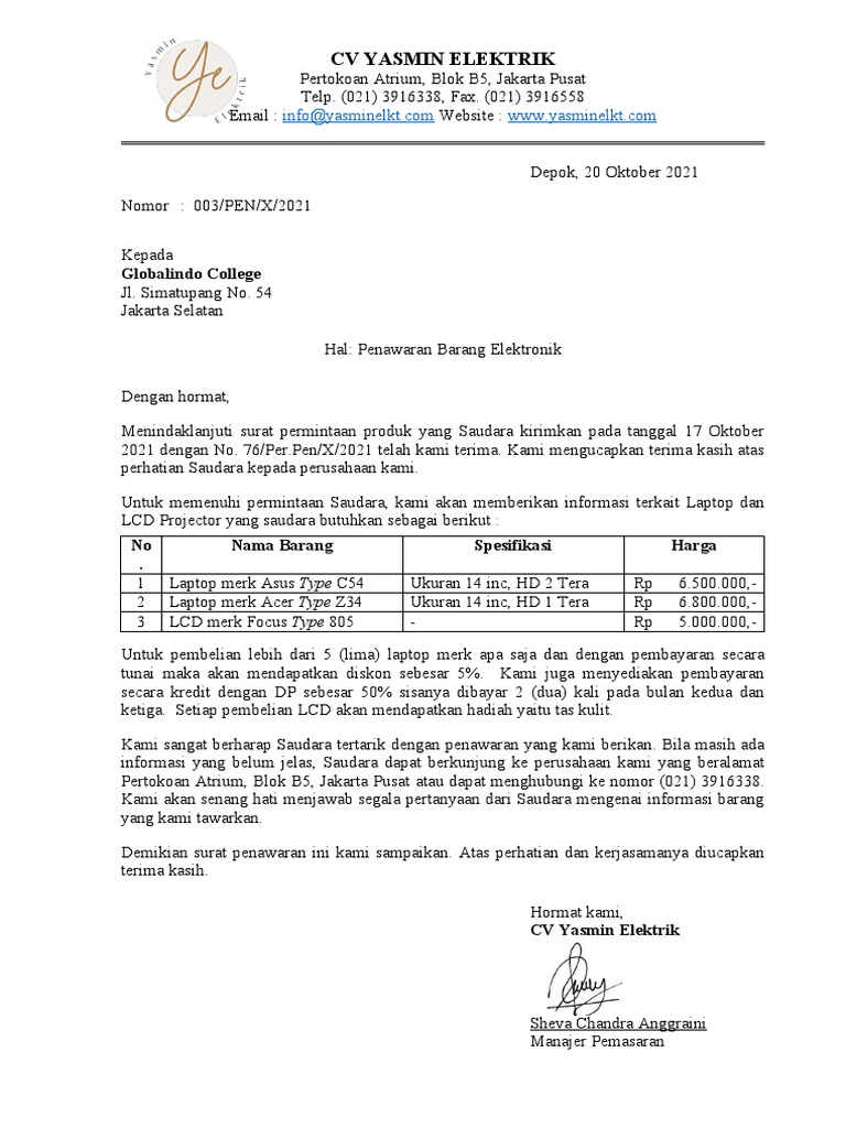 T3 - Surat Penawaran - KNBI | PDF