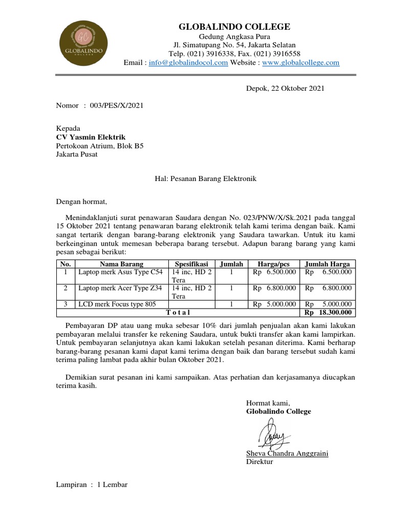 T4 - Surat Pesanan Dan Surat Konfirmasi Pesanan - KNBI | PDF