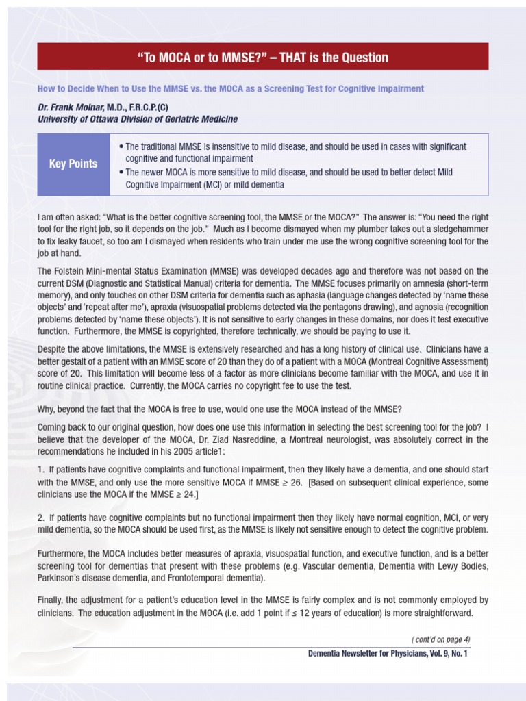 Moca Vs MMSE | Dementia | Geriatric Psychiatry