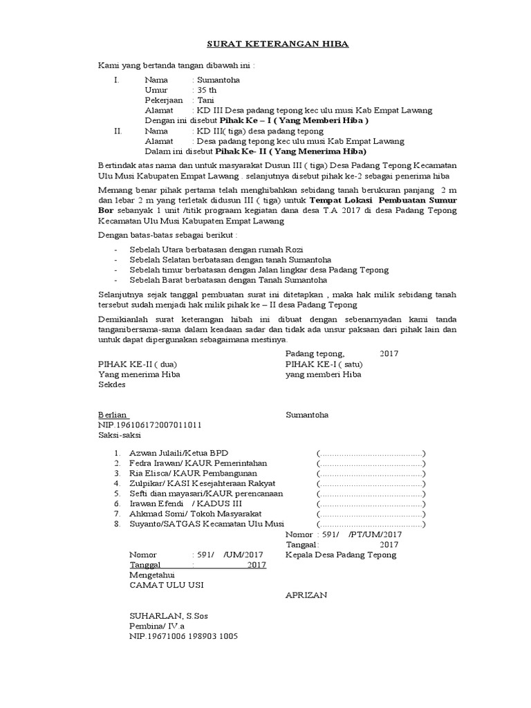 Surat Keterangan Hiba | PDF