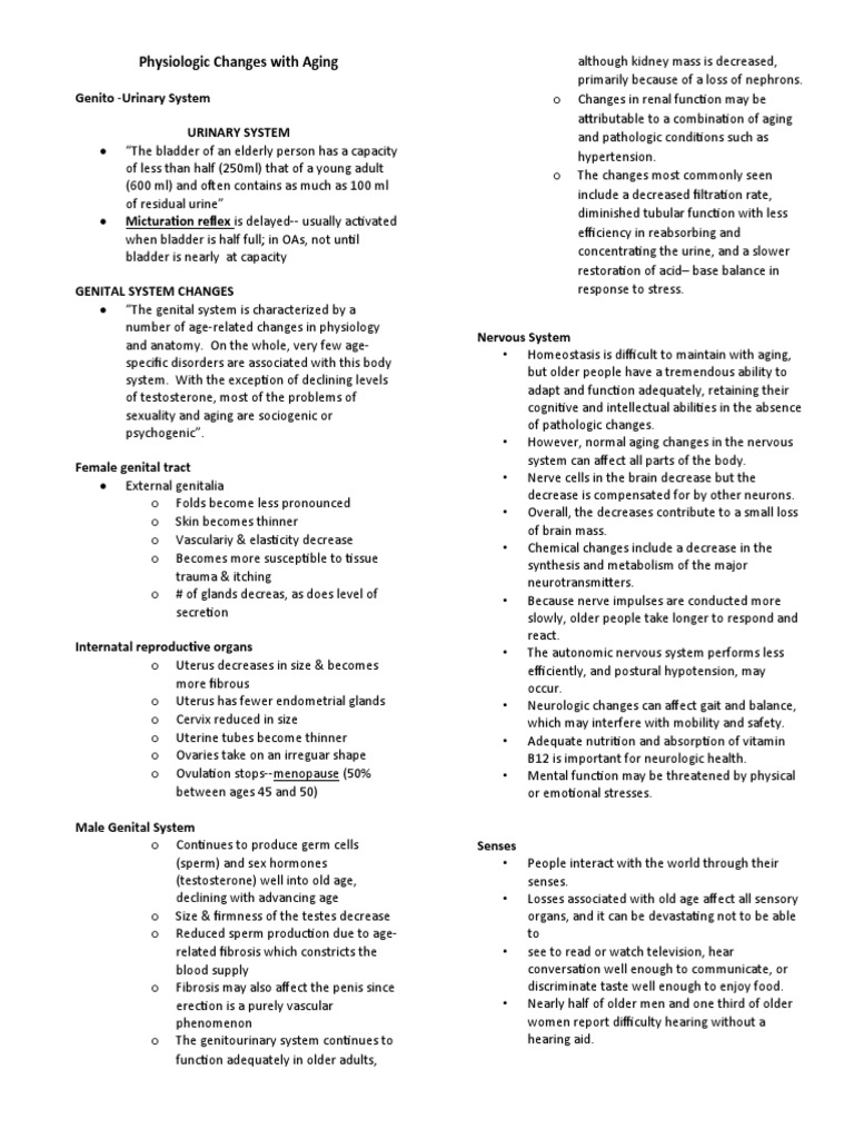 Physiologic Changes With Aging: Genito - Urinary System Urinary System ...