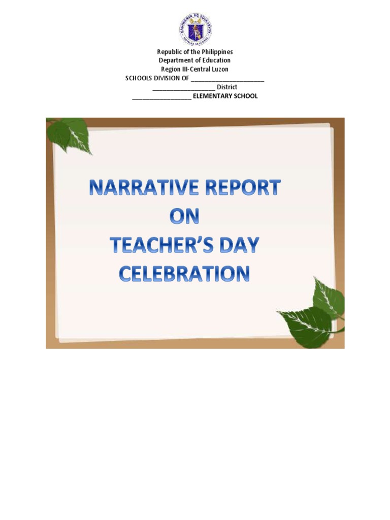 Narrative Report On Teacher's Day Celebration | PDF | Teachers | Socrates
