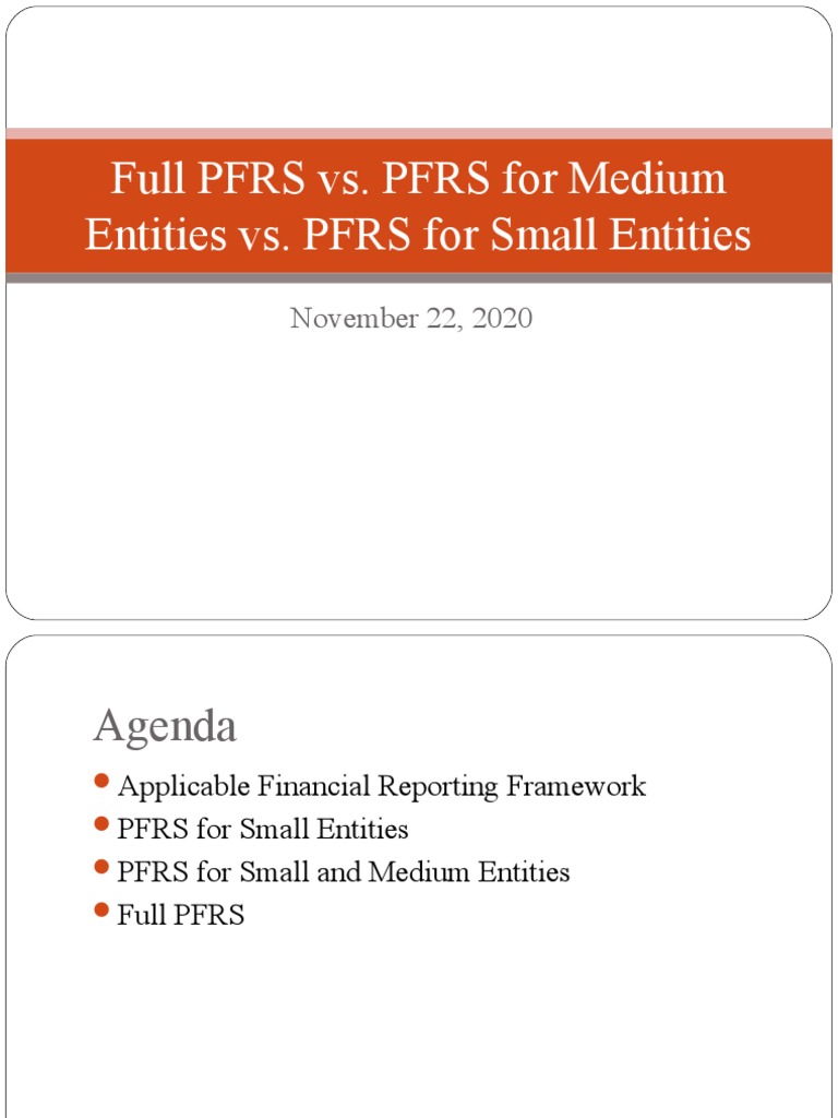 Full PFRS vs. PFRS For Medium Entities vs. PFRS For Small Entities ...