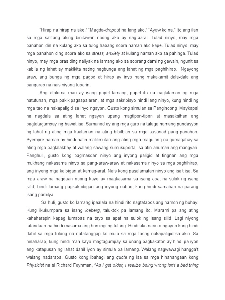 Talumpati Halimbawa | PDF